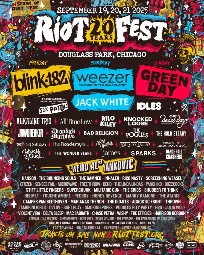 RIOT FEST 2025 Lineup Announced ft. Green Day, Blink-182, Weezer, More ...